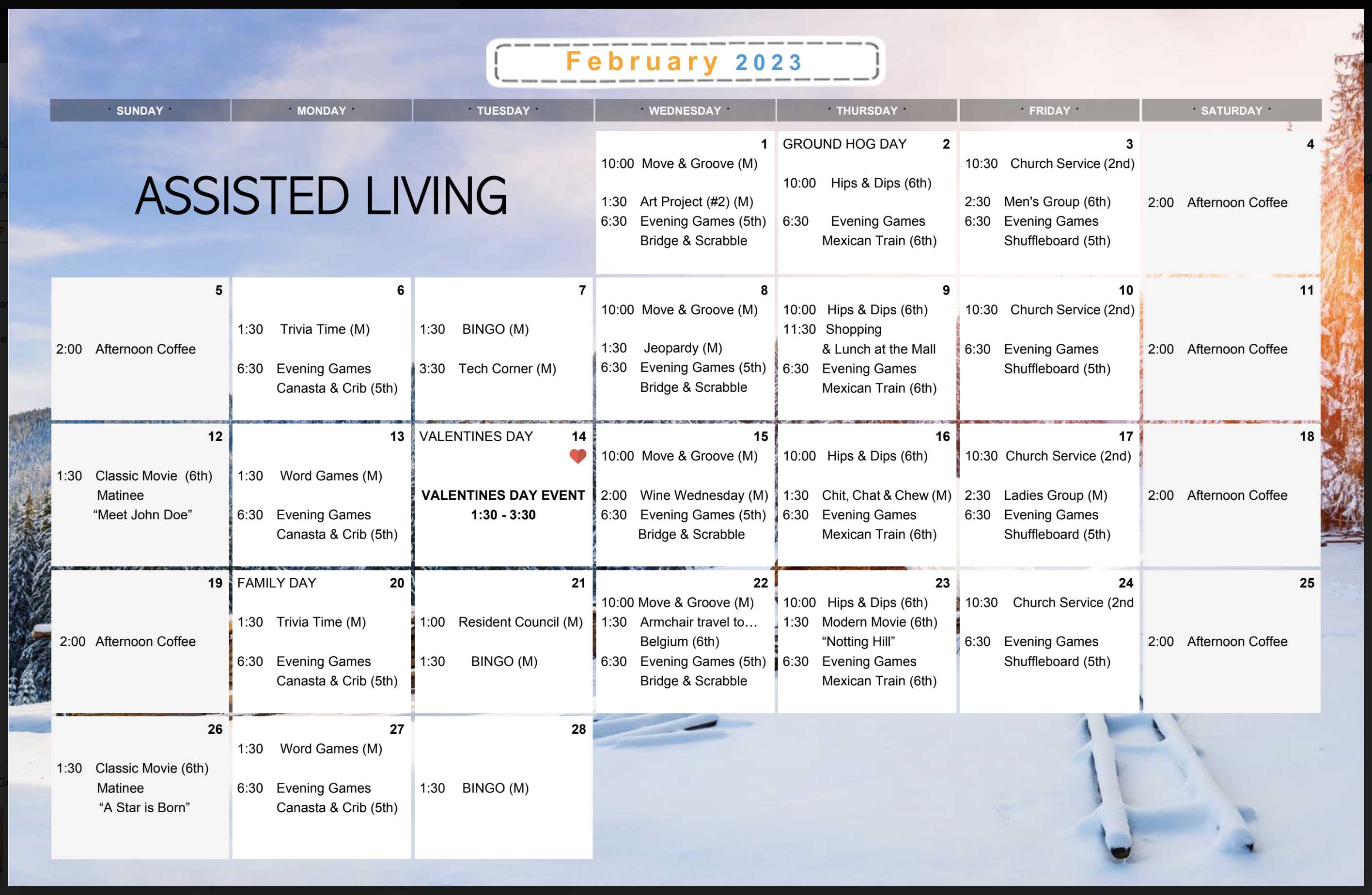 Event Calendar | Assisted Living Senior Community Vernon, BC